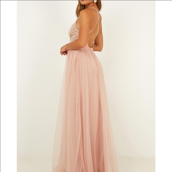 Showpo. | Dresses | Nwt Showpo Prom Homecoming Sparkling Blush Dress ...